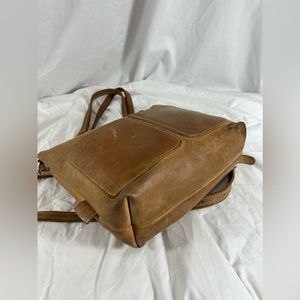 Bags | Vintage Tan Leather Tote Bag With Strap Crossbody | Poshmark